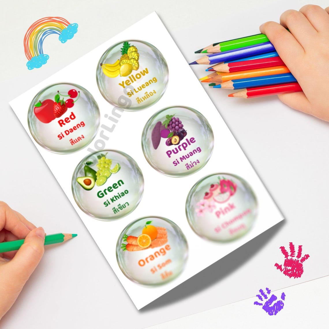 Thai Color Flashcards for Kids – Learn Thai Colors With Fun Visuals ...