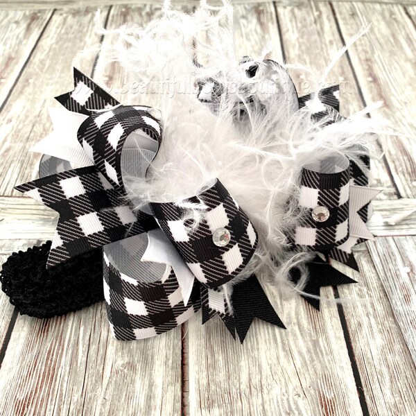 Black and White Plaid Bows - Etsy