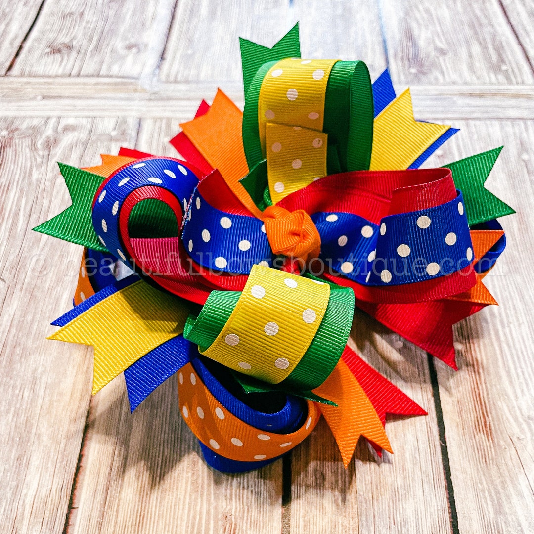 Back to School Bows BTS Hairbows Primary Colors Big Bows School Large ...