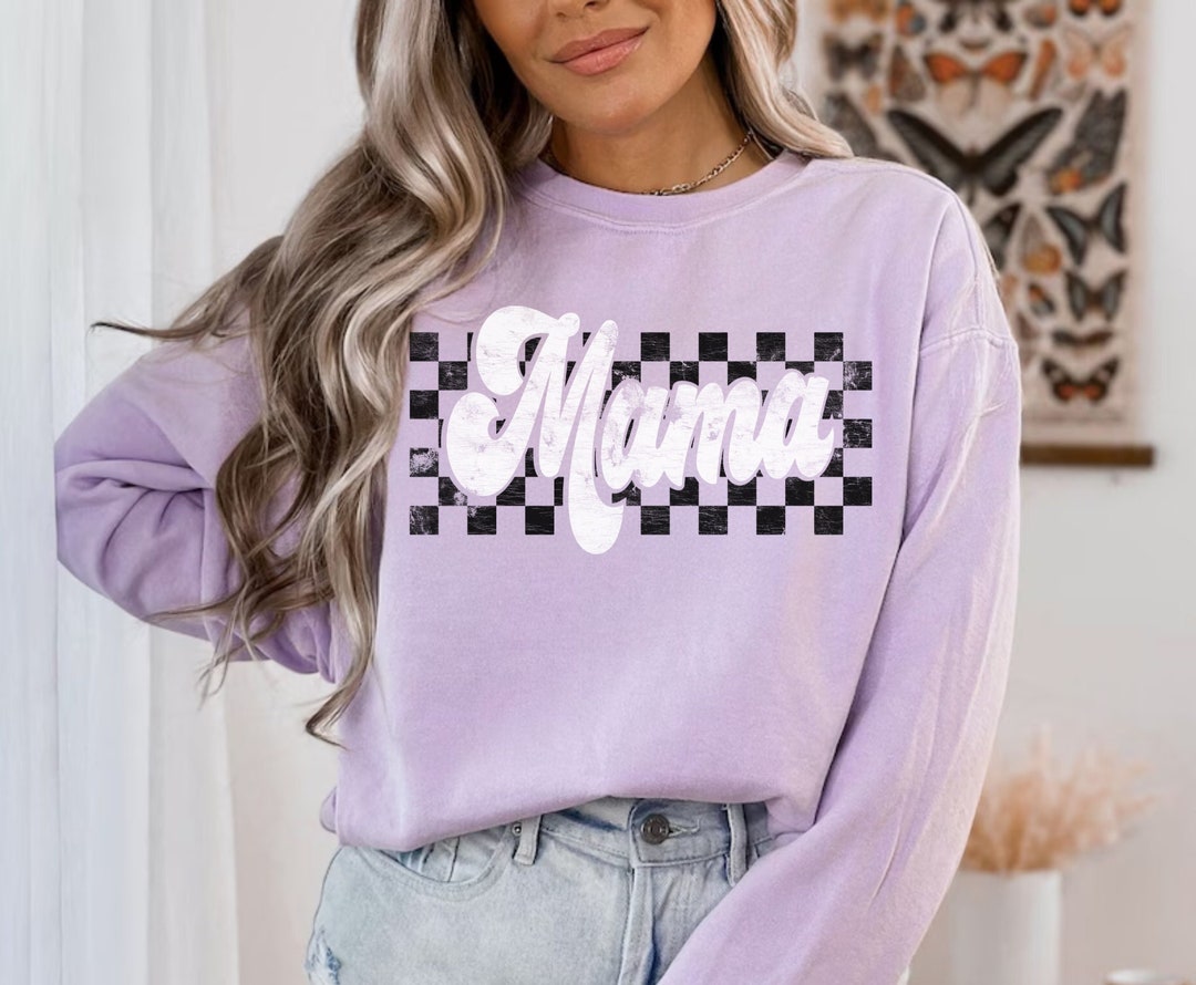 Retro Mama Sweatshirt Checkered Sweatshirt Mothers Day Gift Cool Mom ...