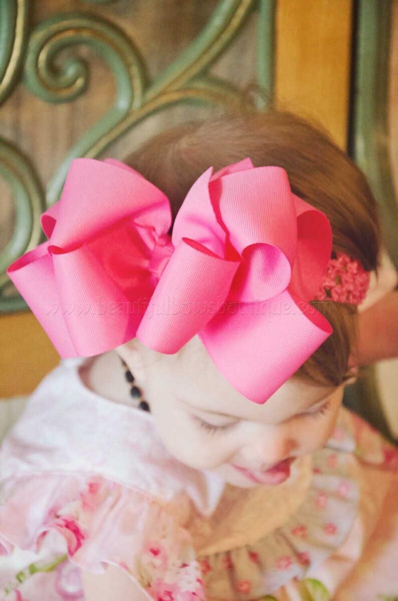 Large Bubblegum Pink Baby Headbandhot Pink Hairbowshot Pink - Etsy