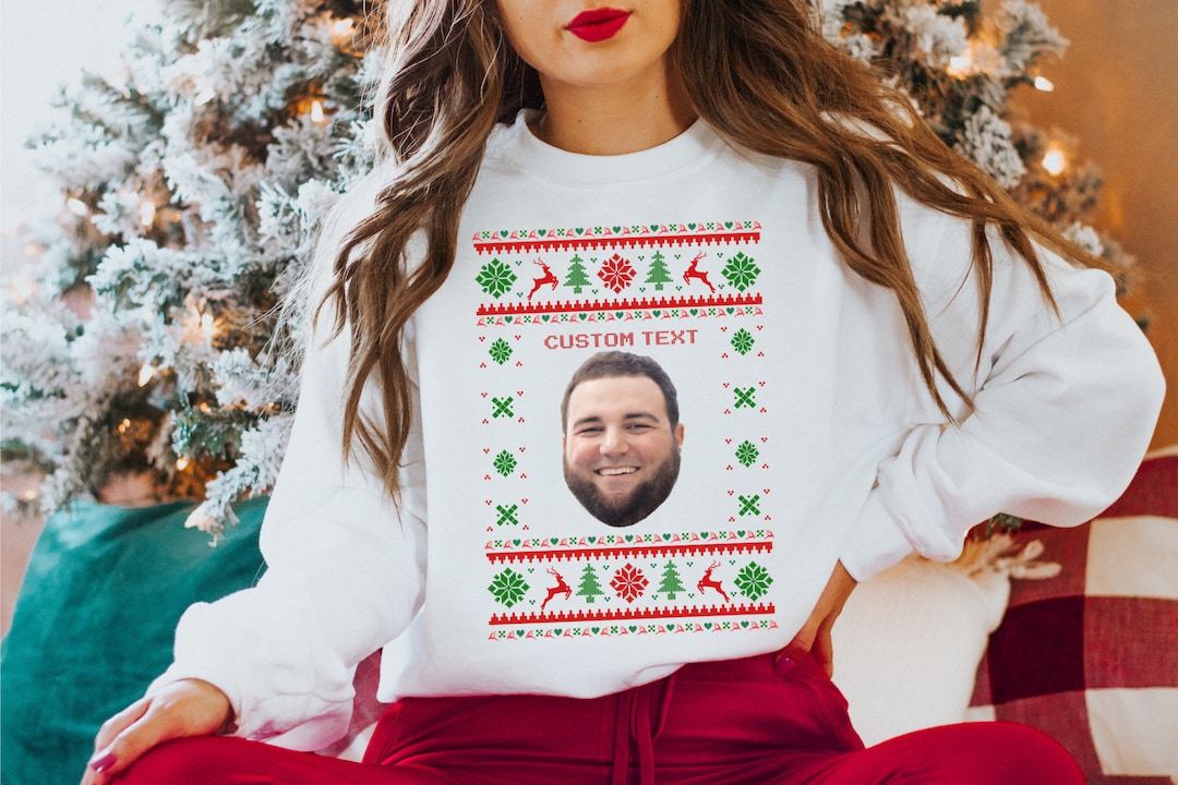 Personalized Photo Sweatshirt Ugly Christmas Sweater Custom Face ...