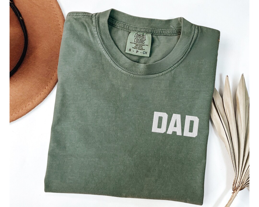 Block Embroidered Dad T-shirt Dad Shirt Grandpa Shirt Comfort Colors ...