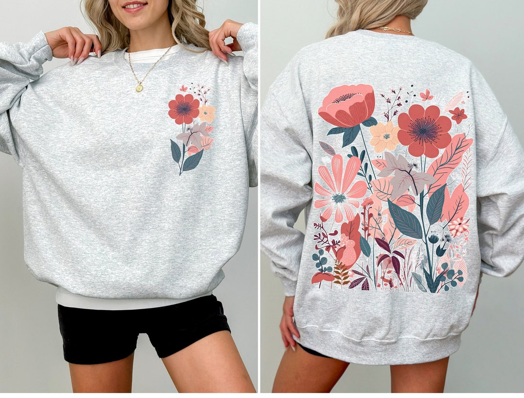 Boho Flower Sweatshirt Wildflower Sweater Women Floral Minimalist ...