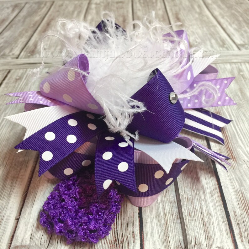 Purple Hair Bow Over the Toplight Purple and White Baby - Etsy