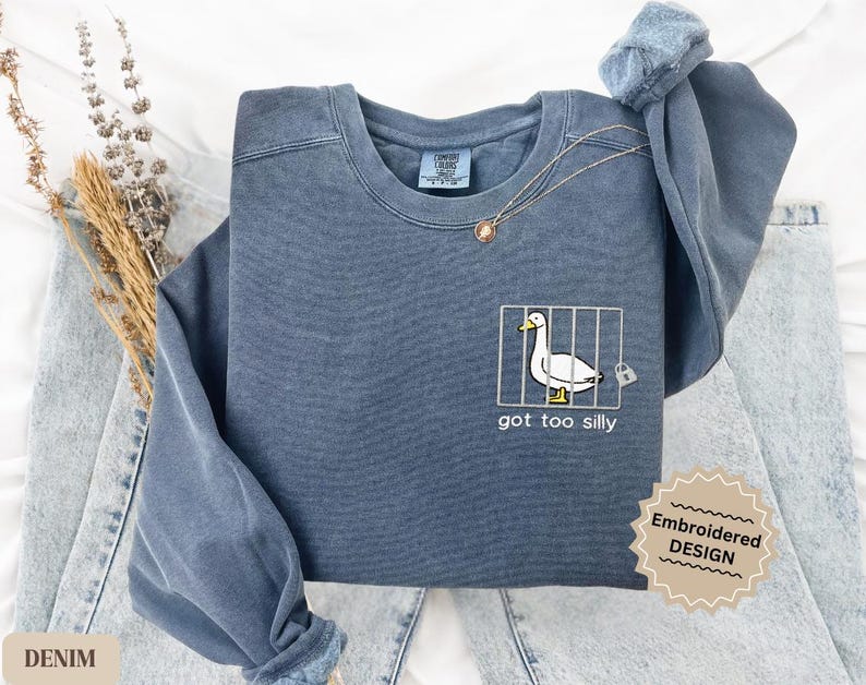 Funny Embroidered Goose Sweatshirt, Cozy Comfort Colors Crewneck Gift ...