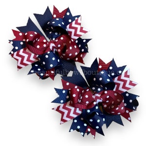 Maroon and Navy School Spirit Bow Custom Piggy Bows Personalized ...