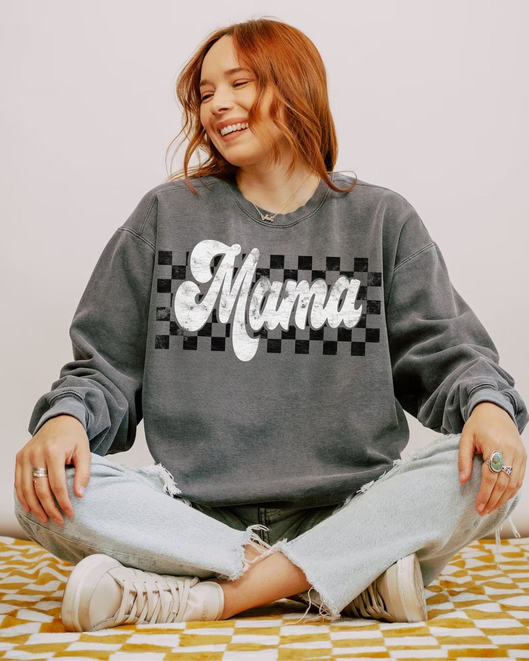 Retro Mama Sweatshirt Checkered Sweatshirt Mothers Day Gift Cool Mom ...