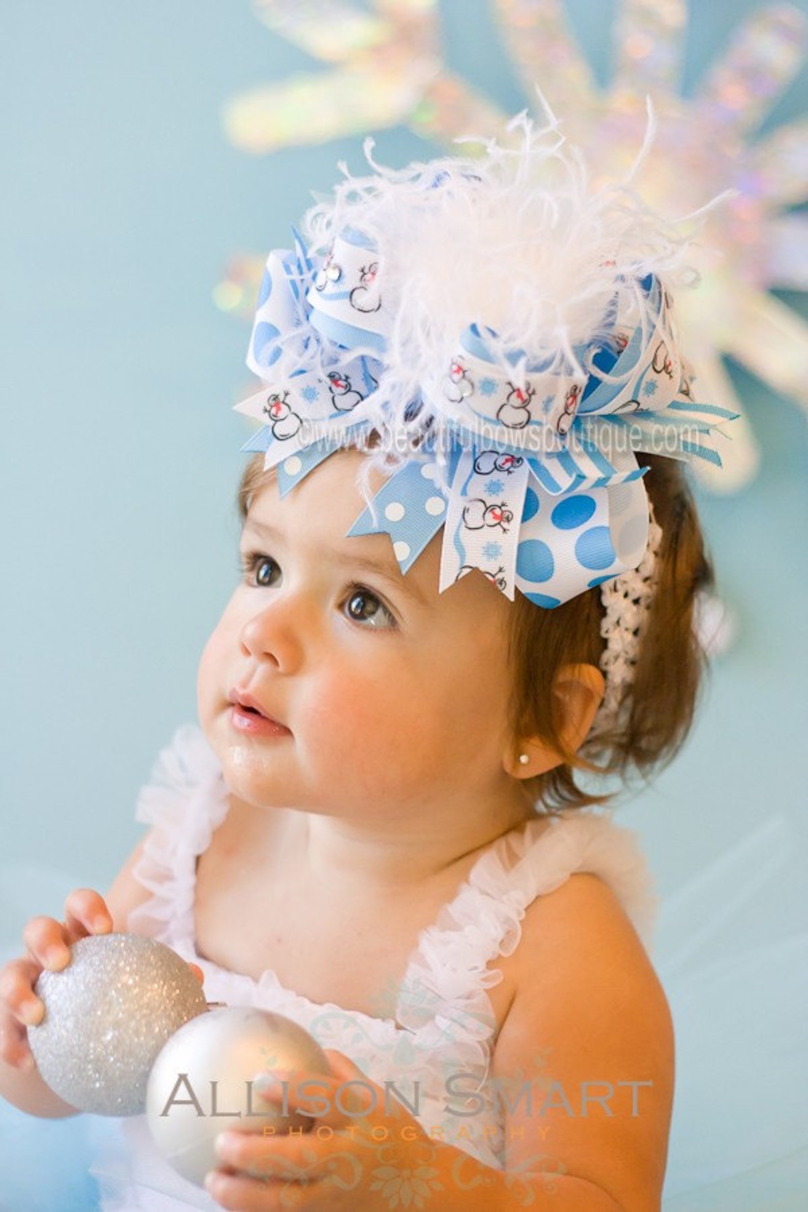 Snowman Hair Bow Headbandover the Top Hair Bowsnowman Baby - Etsy