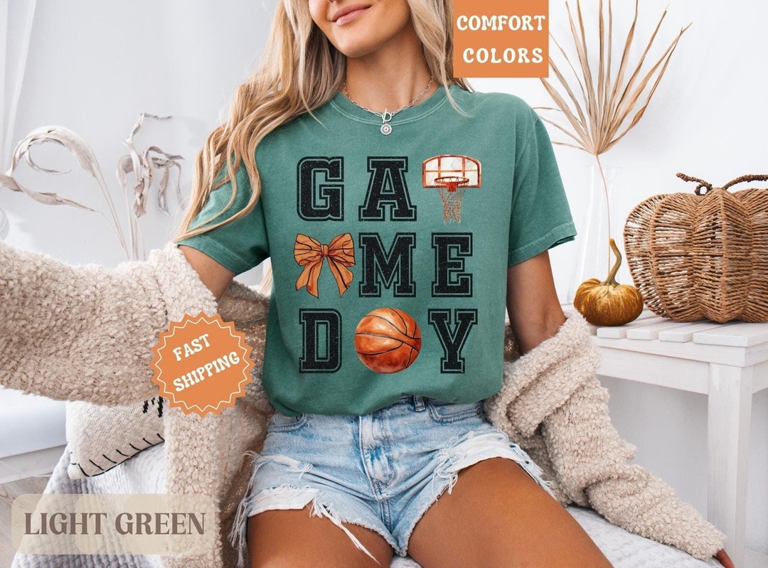 Basketball Bow Shirt Comfort Colors Gameday Basketball Tee Womens ...