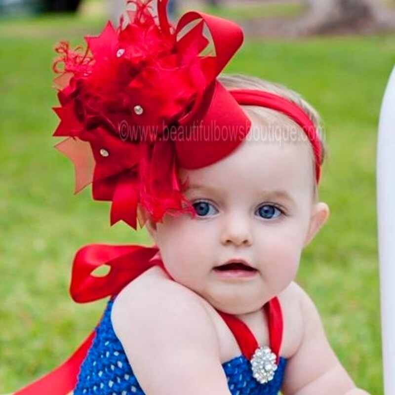 Big Red Hair Bow - Etsy