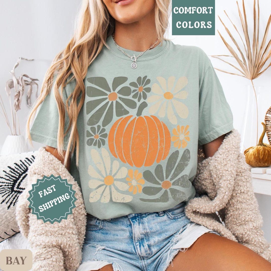 Retro Pumpkin Mama Shirt, Fall Comfort Colors Tee for Moms, Floral ...