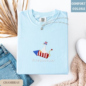 Firequacker Embroidered Duck Shirt, Funny 4th of July Comfort Colors ...