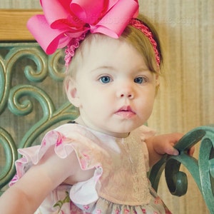 Large Bubblegum Pink Baby Headband,hot Pink Hairbows,hot Pink Baby ...