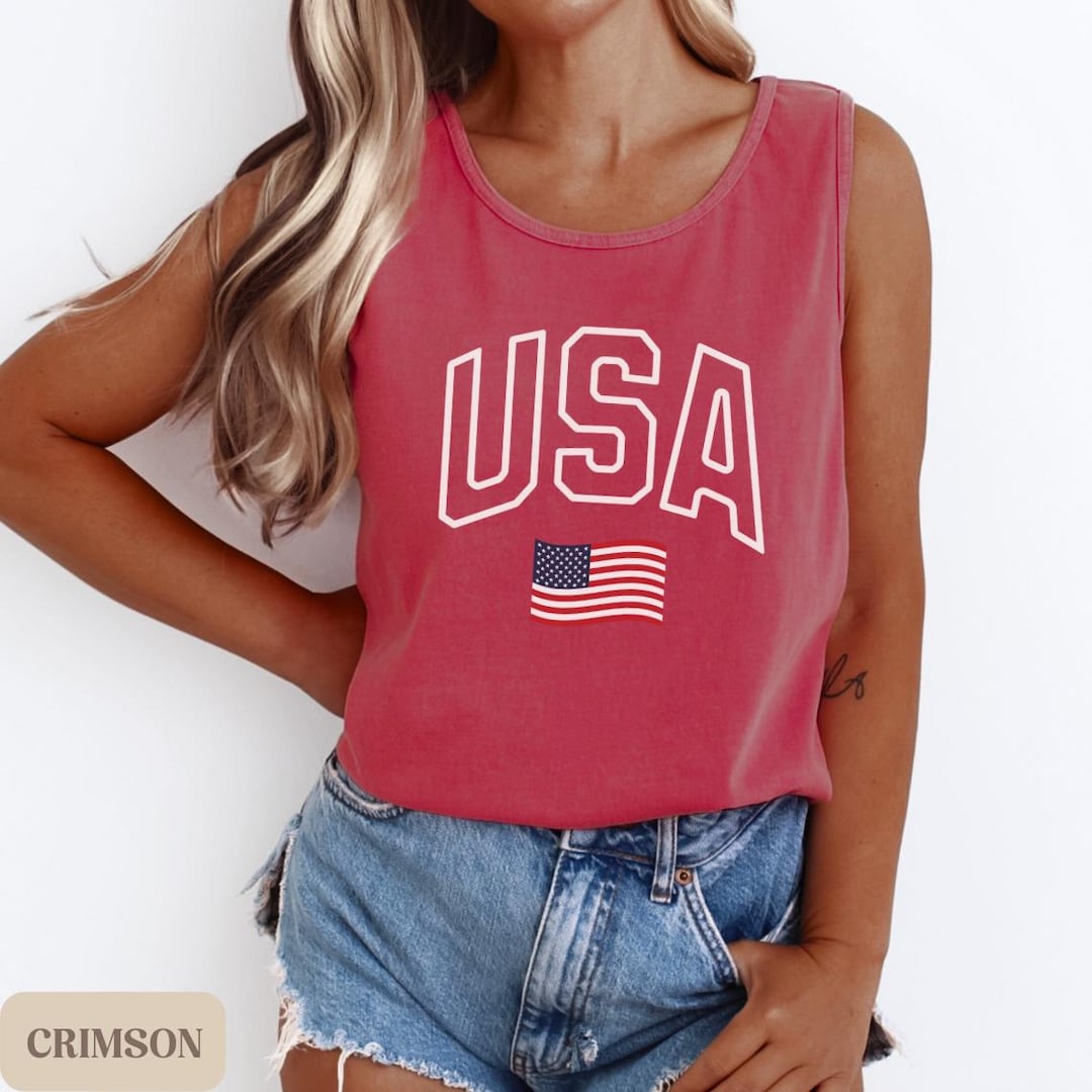 USA Flag Tank Top, Comfort Colors USA Tank, 4th of July Tank, Patriotic ...