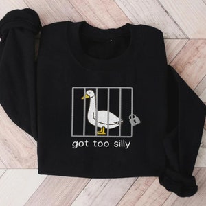 Embroidered Silly Goose Sweatshirt Embroidered Goose Crewneck ...