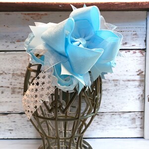 Big Light Blue Bow Triple Layer Hair Bow Large Stacked Bows 5 Inch Bows ...