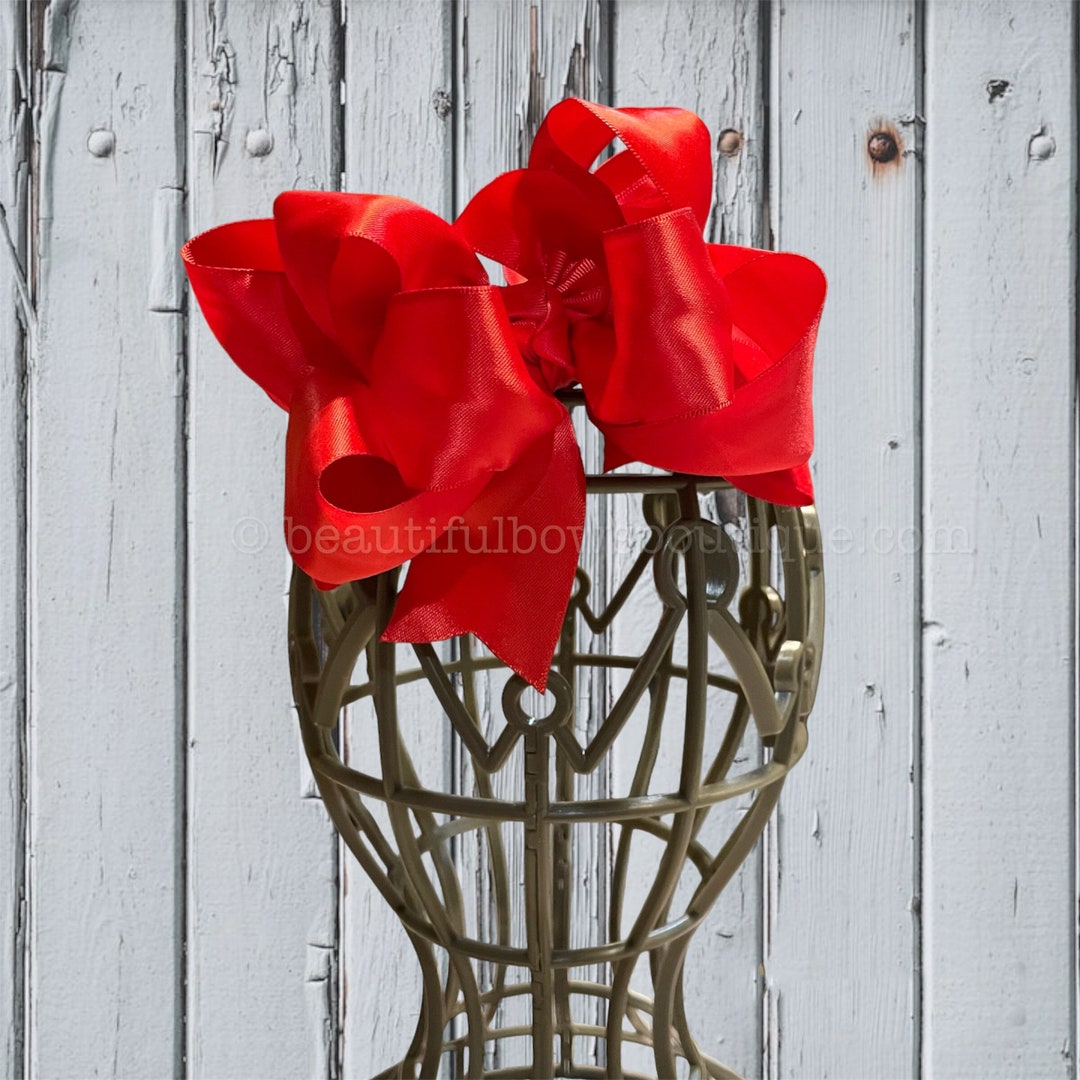 Big Red Bows Bright Red Satin Solid Color Bows 5 Inch You Pick Colors ...