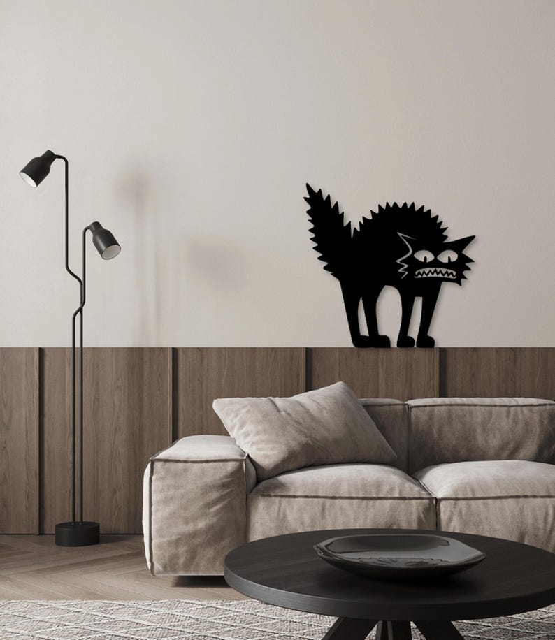 Scared Cat SVG: Halloween Wall Art, Laser Cut Files (digital Download ...