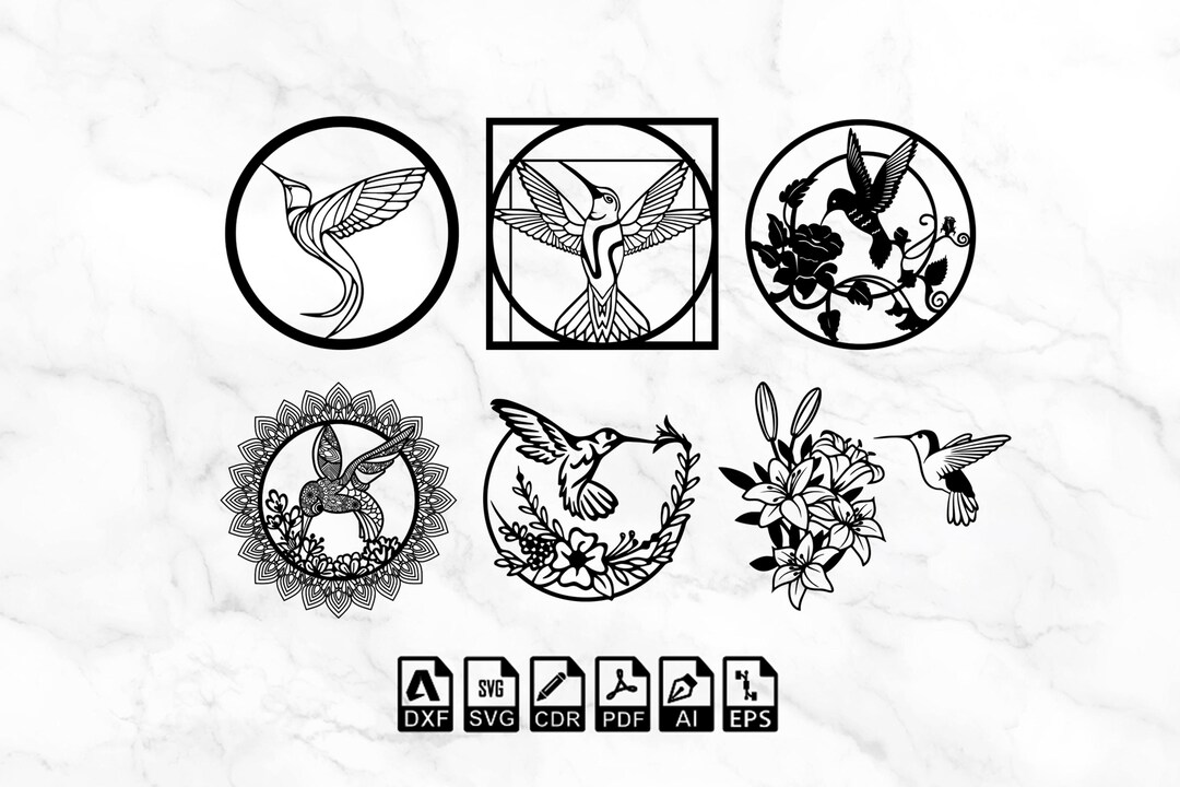 Hummingbird Laser Cut Files: Floral SVG DXF Template (digital Download ...
