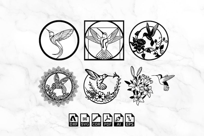 Hummingbird Laser Cut Files: Floral SVG DXF Template (digital Download ...