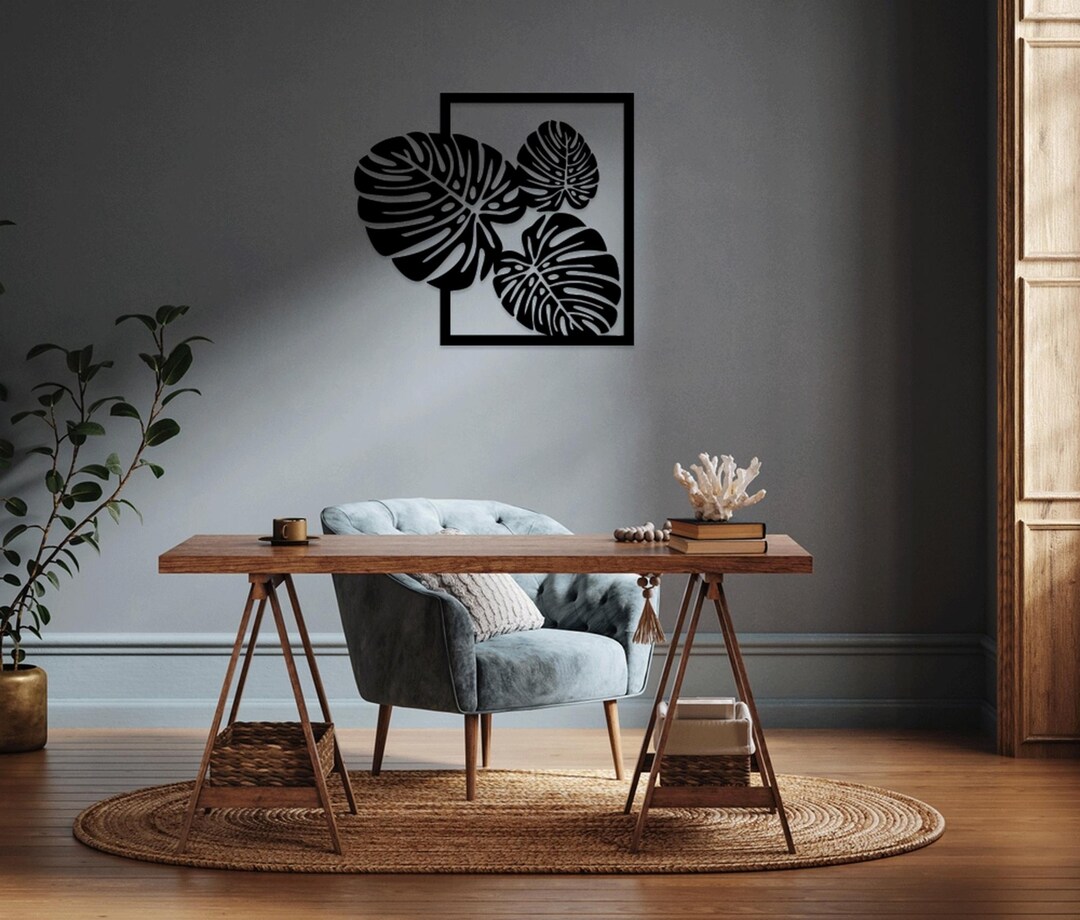 Monstera Leaf Laser Cut SVG DXF Files Wall Sticker Engraving Decal ...