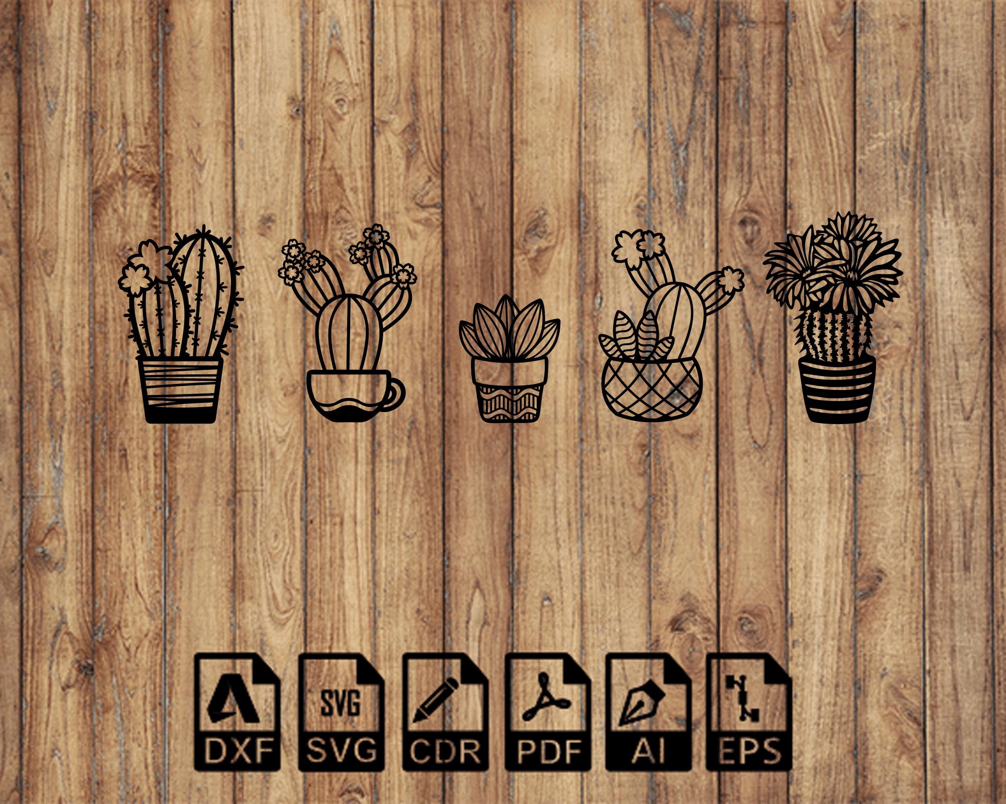 Cactus Plant Laser Cut Files: Wall Art, Engraving, Decal (SVG DXF EPS ...