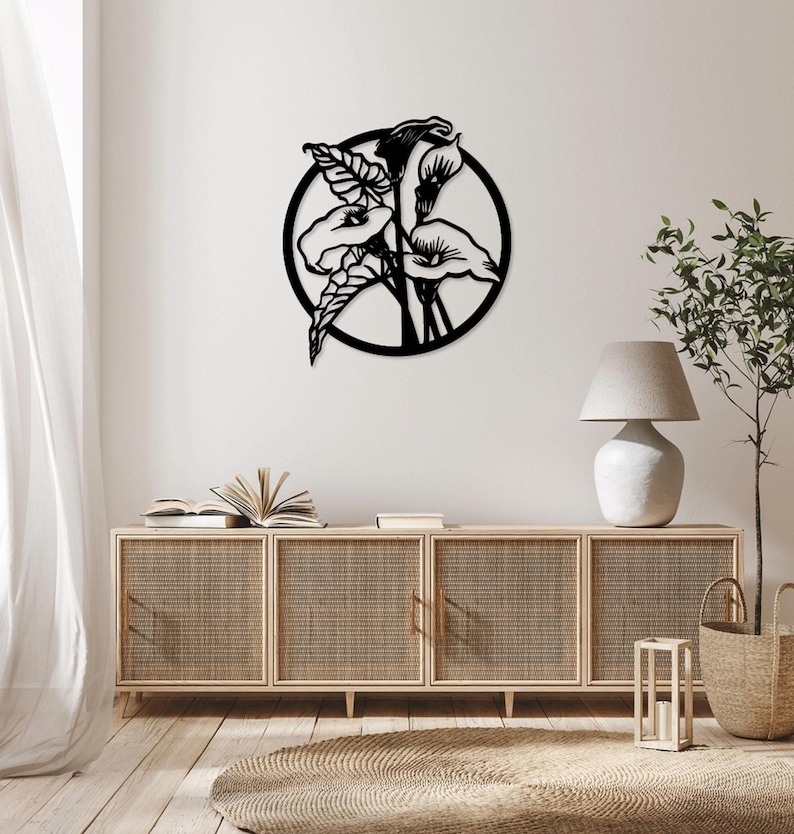 Elegant Lily Flower Laser Cut SVG DXF Files Wall Sticker, Engraving ...