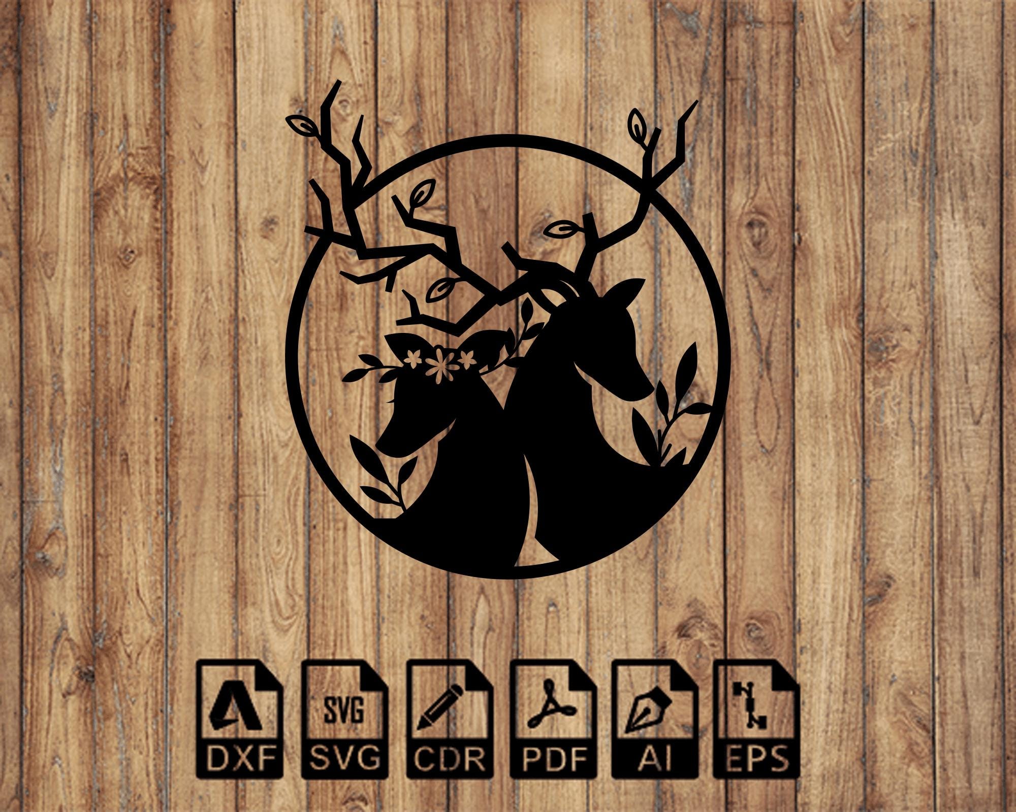 Deer Stag Laser Cut SVG DXF Files - Wall Sticker, Engraving Decal ...