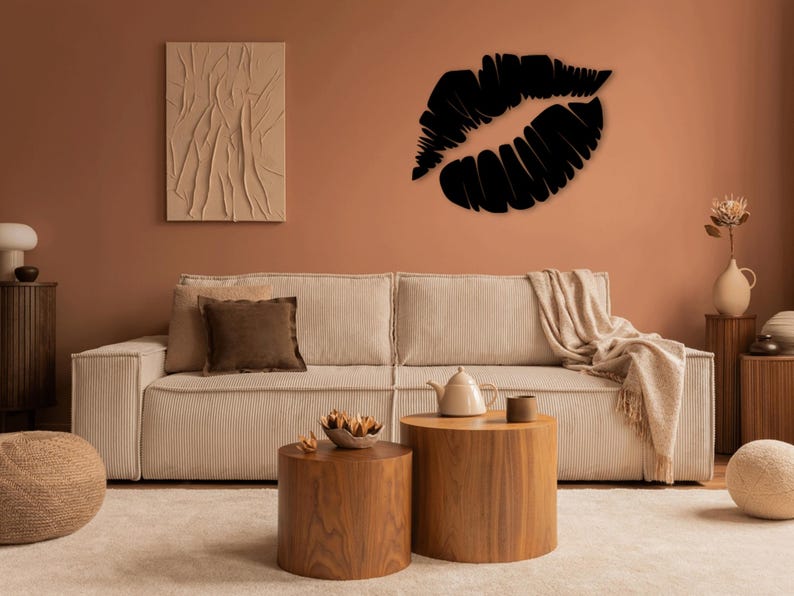 Lips Kiss Laser Cut SVG DXF Files - Wall Sticker, Engraving Decal ...