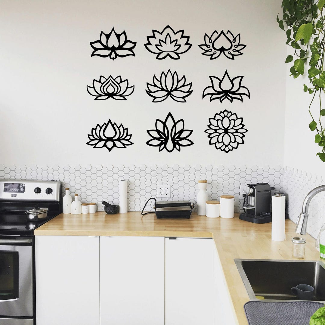 Lotus Flower Laser Cut SVG DXF Files, Wall Sticker, Engraving ...