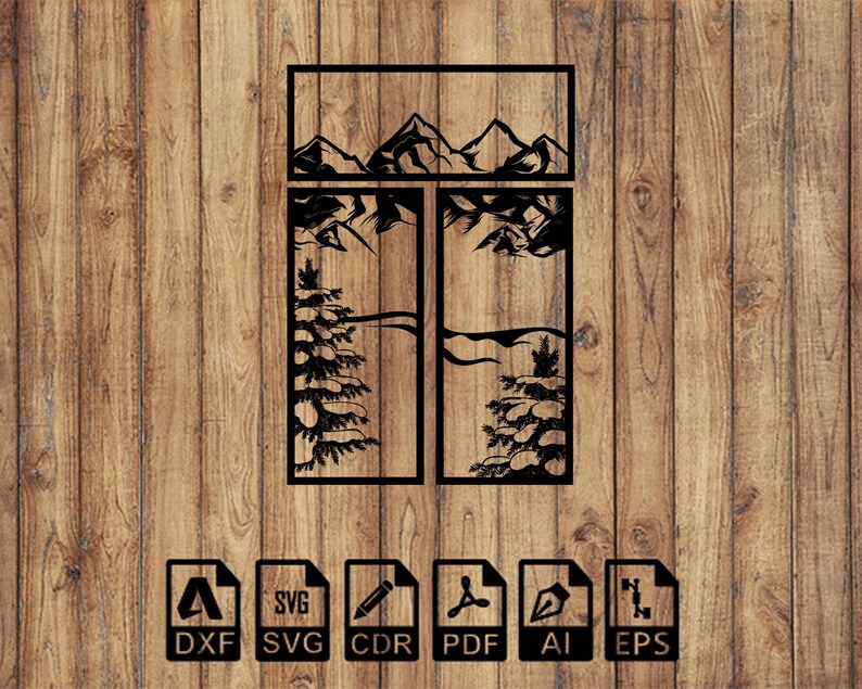 Mountain Laser Cut SVG DXF Files Wall Sticker, Engraving Decal ...