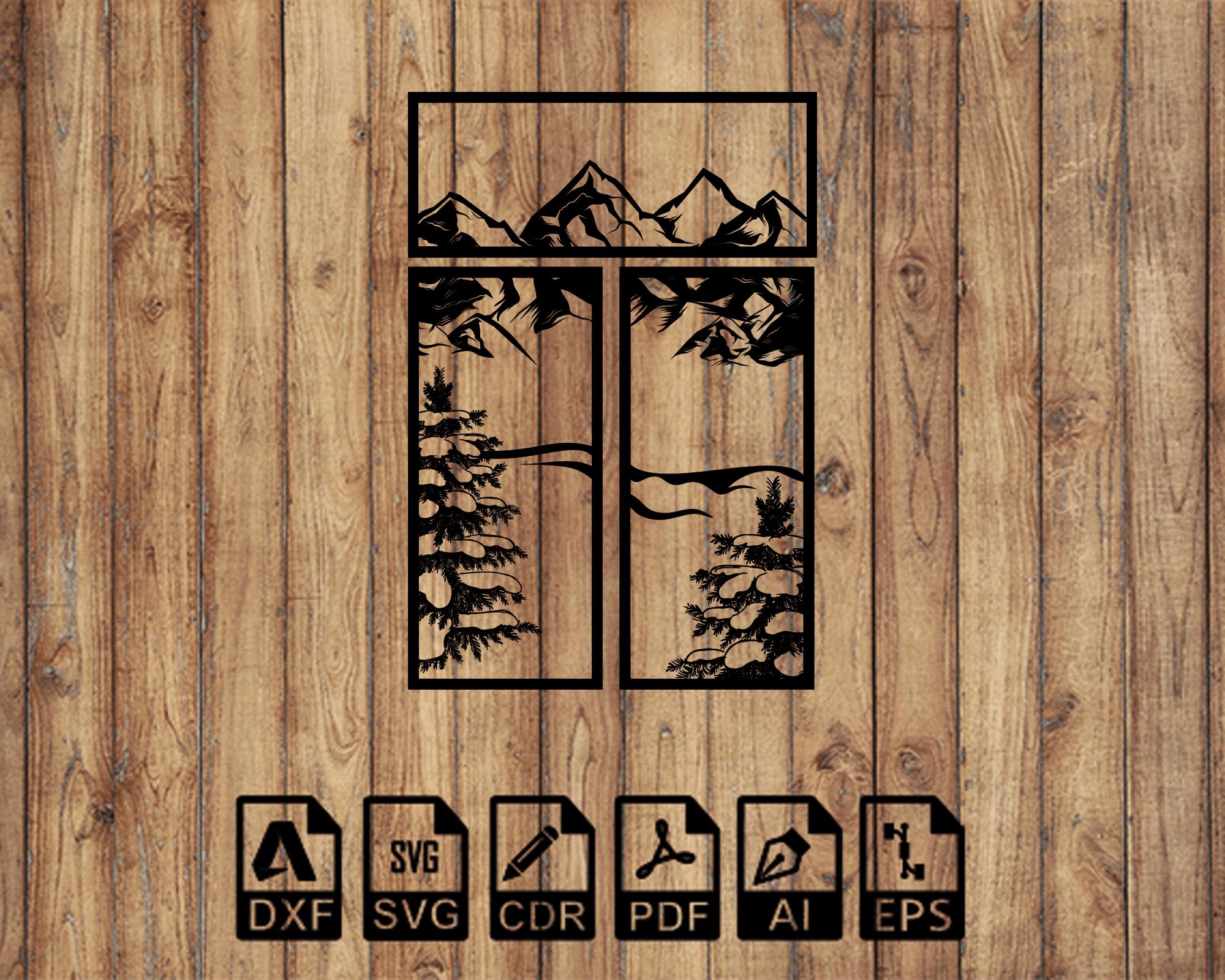 Mountain Laser Cut SVG DXF Files - Wall Sticker, Engraving Decal ...