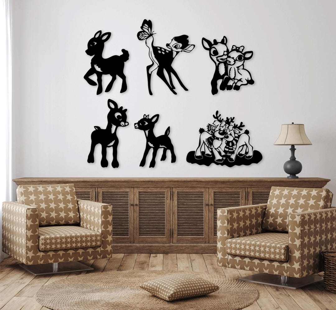 Fawn Deer Laser Cut SVG DXF Files - Wall Sticker, Engraving Decal ...