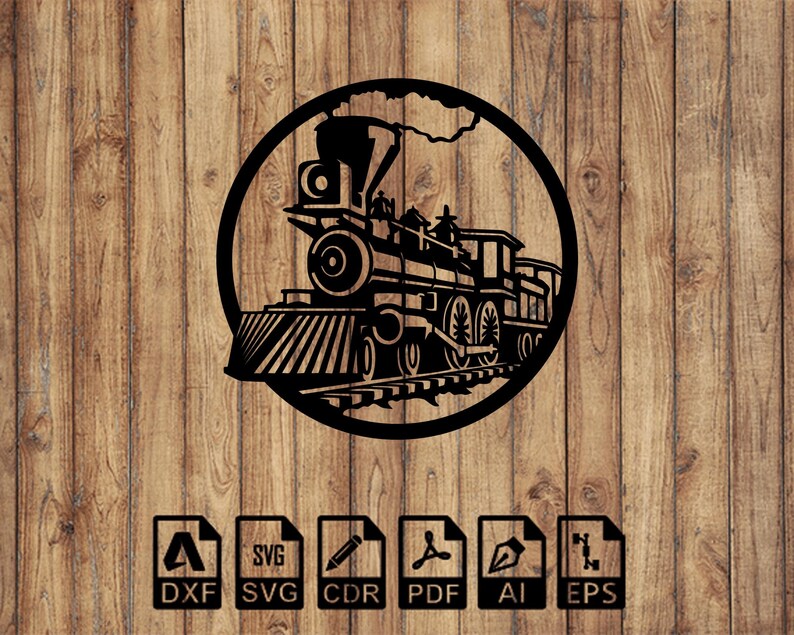 Steam Train Laser Cut SVG DXF Files Wall Sticker, Engraving Decal ...
