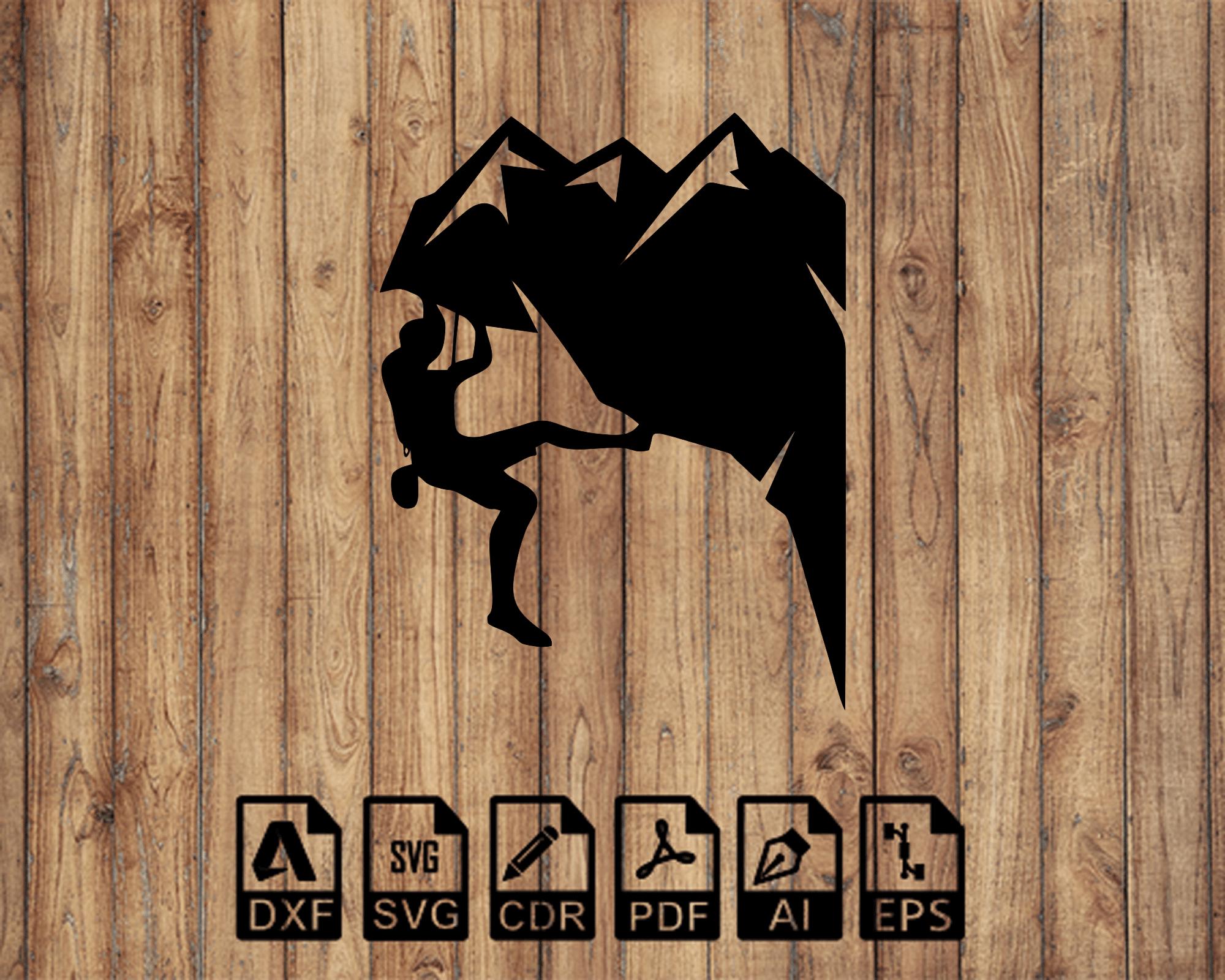 Mountain Climber Silhouette SVG DXF: Laser Cut Wall Art (digital ...
