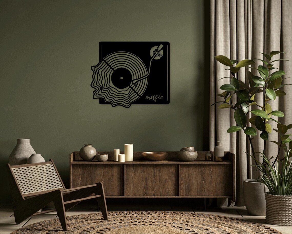 Vinyl Record Music Laser Cut SVG DXF Files - Wall Sticker, Engraving ...