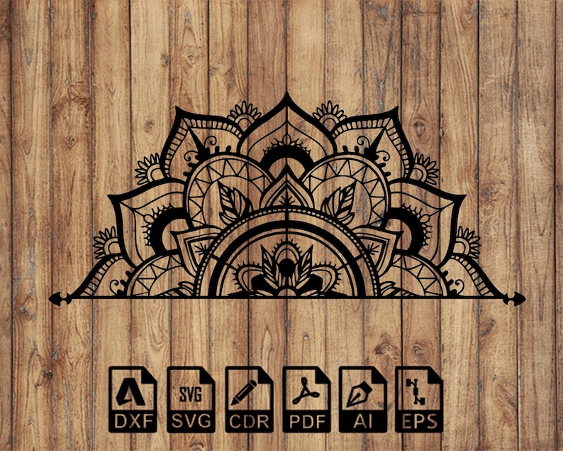 Mandala Half Circle SVG DXF: Laser Cut Wall Art (digital Download) - Etsy