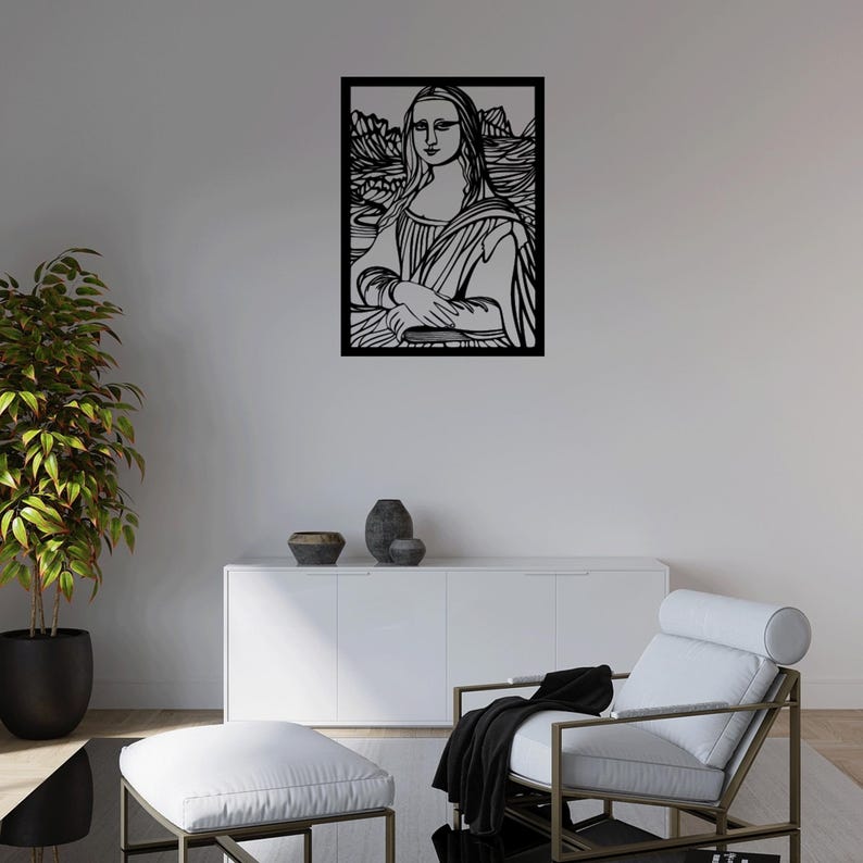 Mona Lisa Laser Cut SVG DXF Files - Wall Sticker, Engraving Decal ...