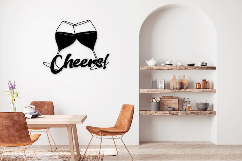 Cheers Wine Glass Laser Cut SVG DXF Files - Wall Sticker, Engraving ...
