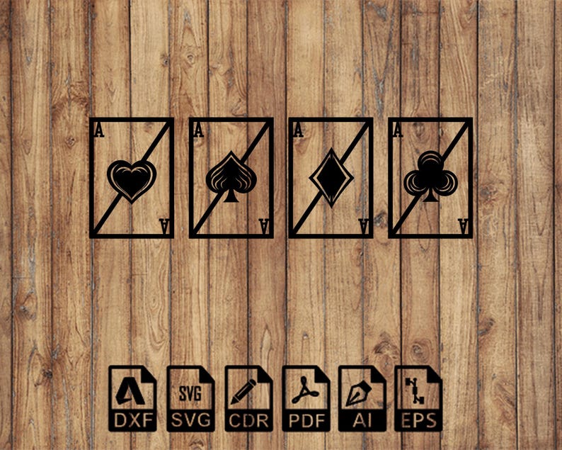 Playing Cards Laser Cut SVG DXF Files - Wall Sticker, Engraving ...