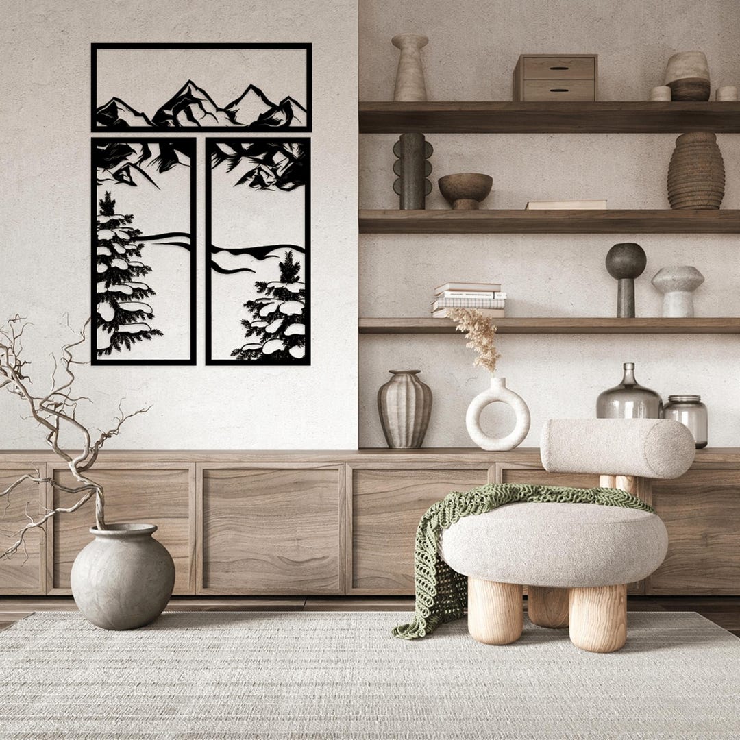 Mountain Laser Cut SVG DXF Files - Wall Sticker, Engraving Decal ...