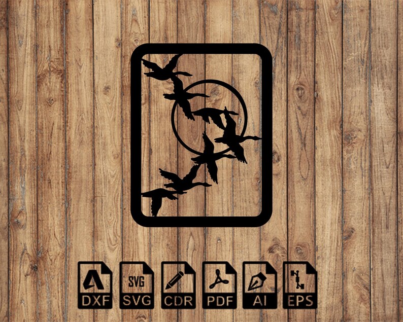 Flying Birds Laser Cut SVG DXF Files - Wall Sticker, Engraving Decal ...