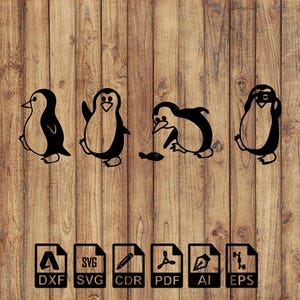 Penguin Laser Cut SVG DXF Files - Wall Sticker, Engraving Decal ...