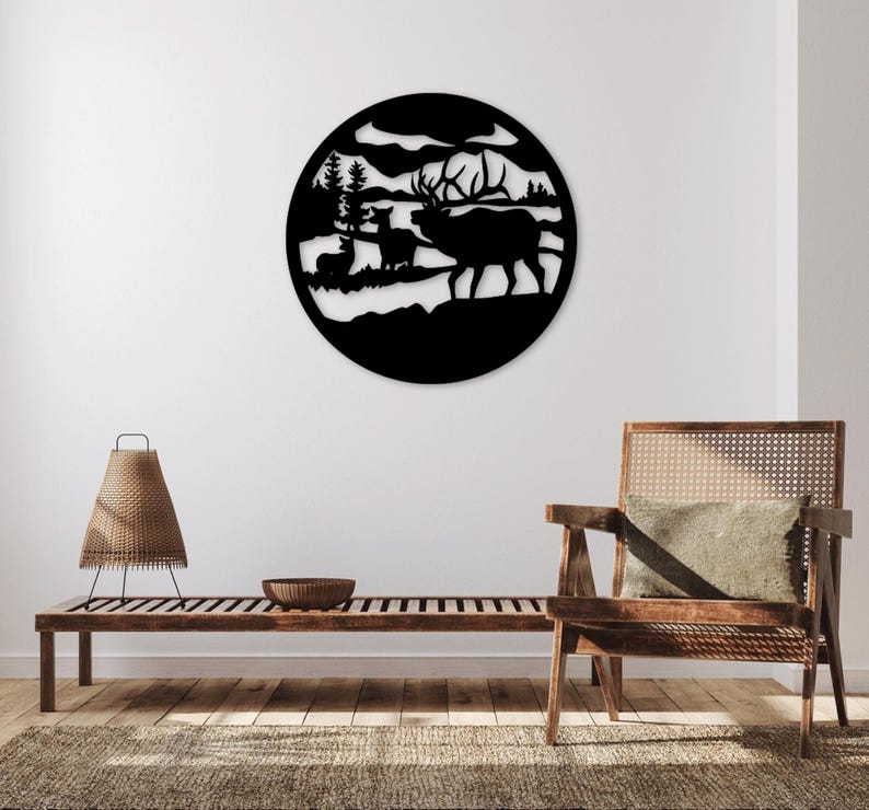 Deer Family SVG: Laser Cut Wall Art, Rustic Woodland Decor (digital ...