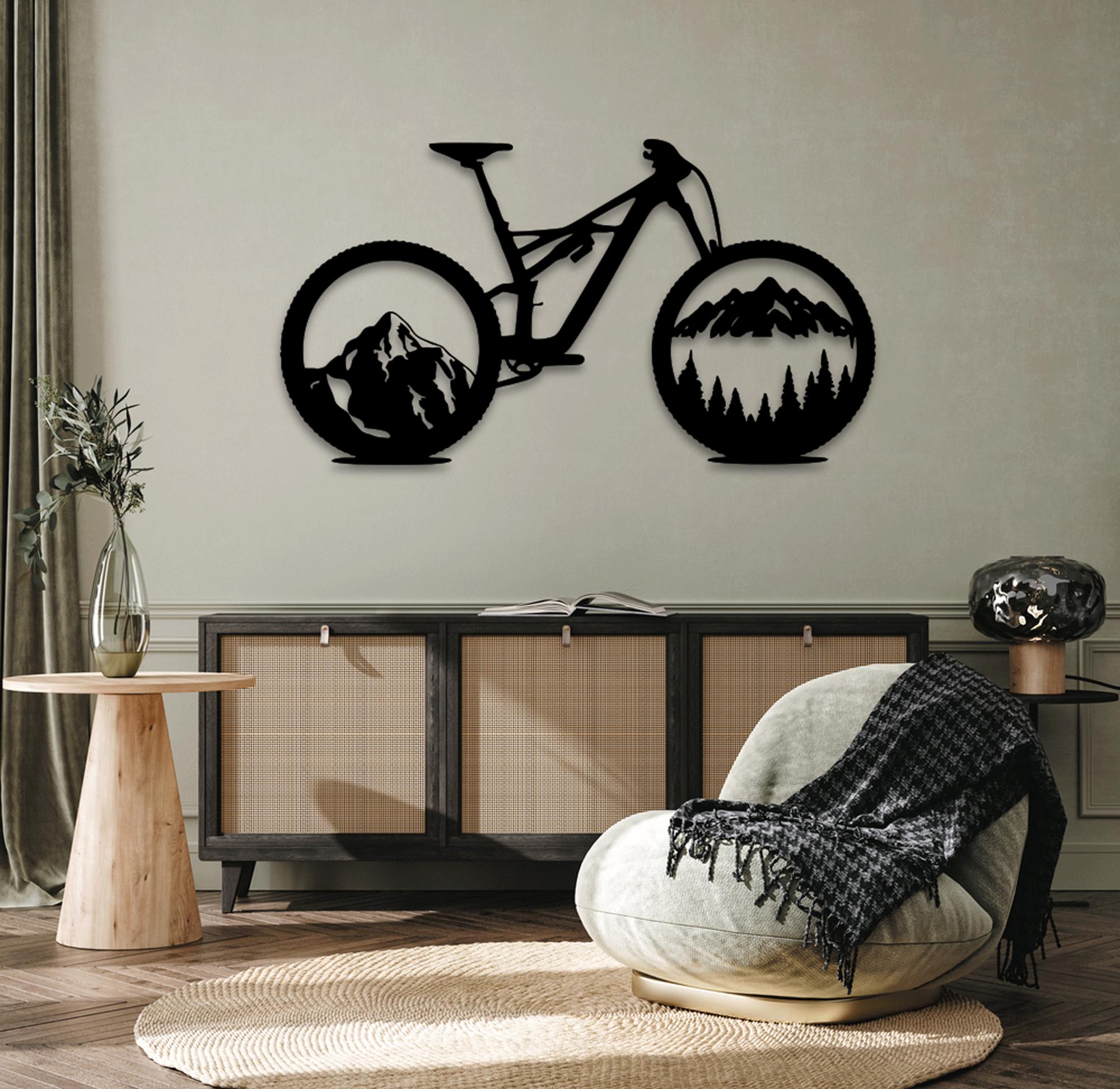 Mountain Bike Laser Cut SVG DXF Files - Cyclist Wall Sticker, Engraving ...