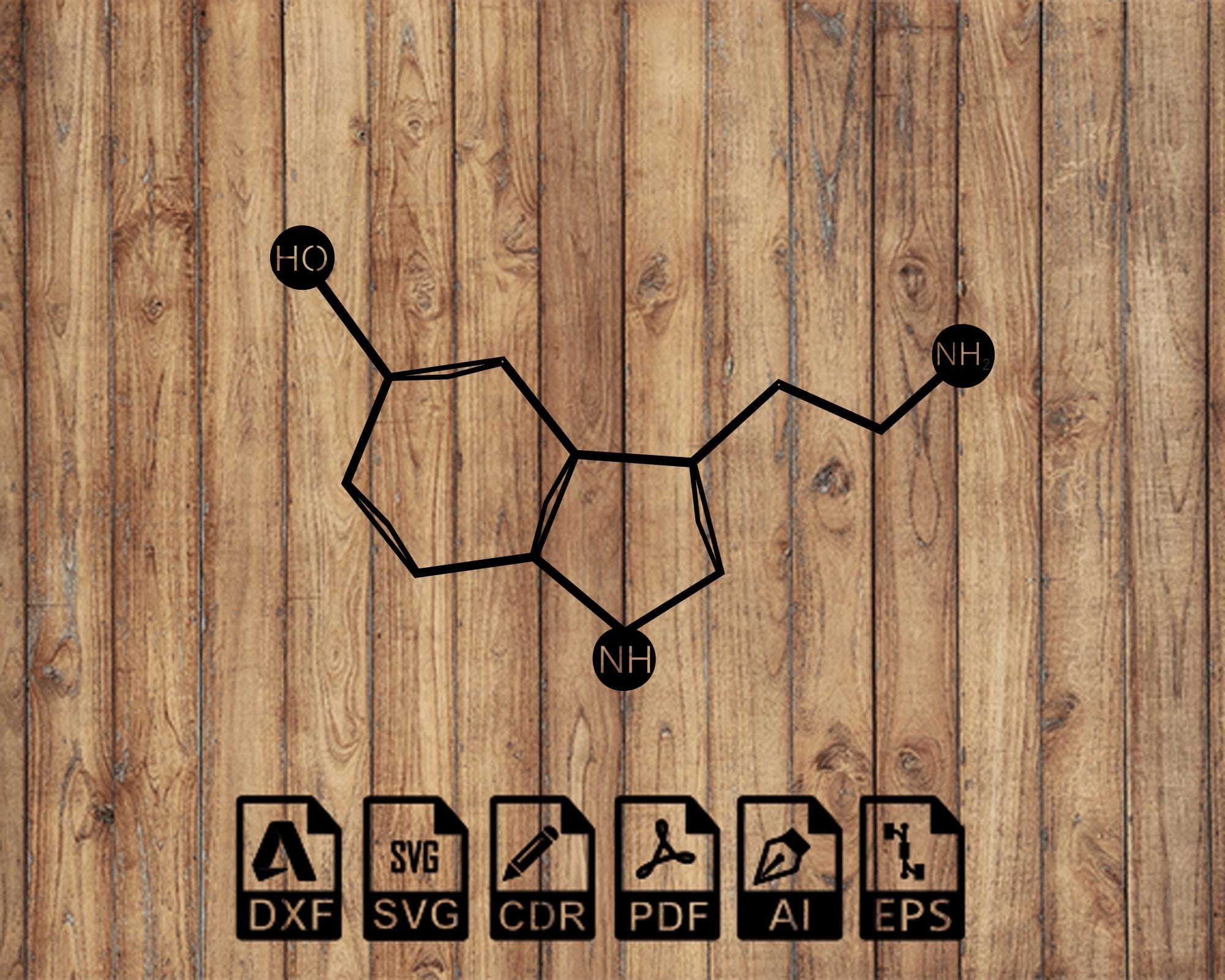 Serotonin Science Chemical Laser Cut SVG DXF Files Wall Sticker ...