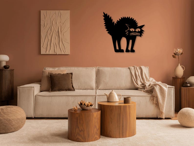 Scared Cat SVG: Halloween Wall Art, Laser Cut Files (digital Download ...