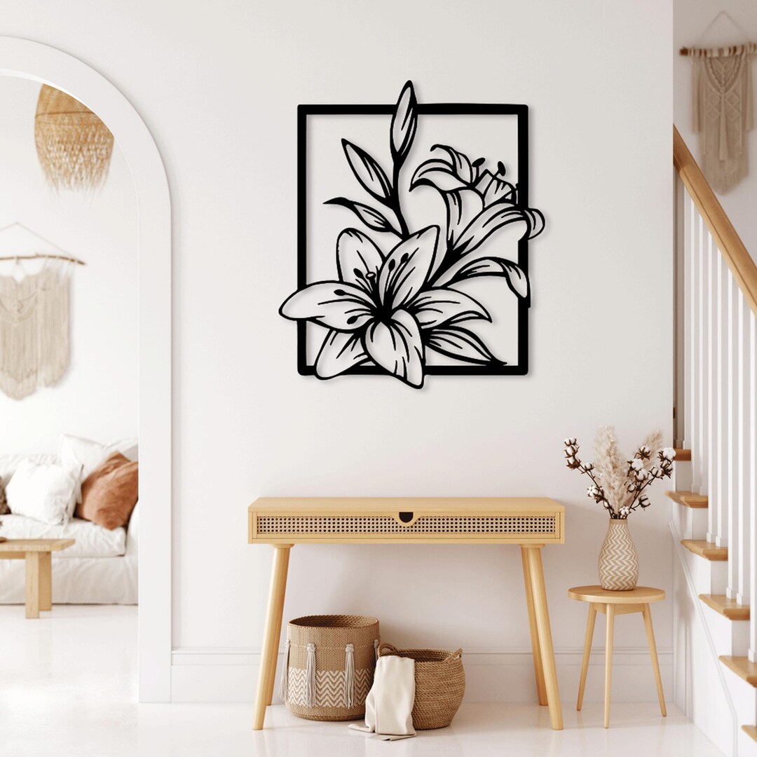 Lily Flower Laser Cut SVG DXF Files Wall Sticker, Engraving Decal ...