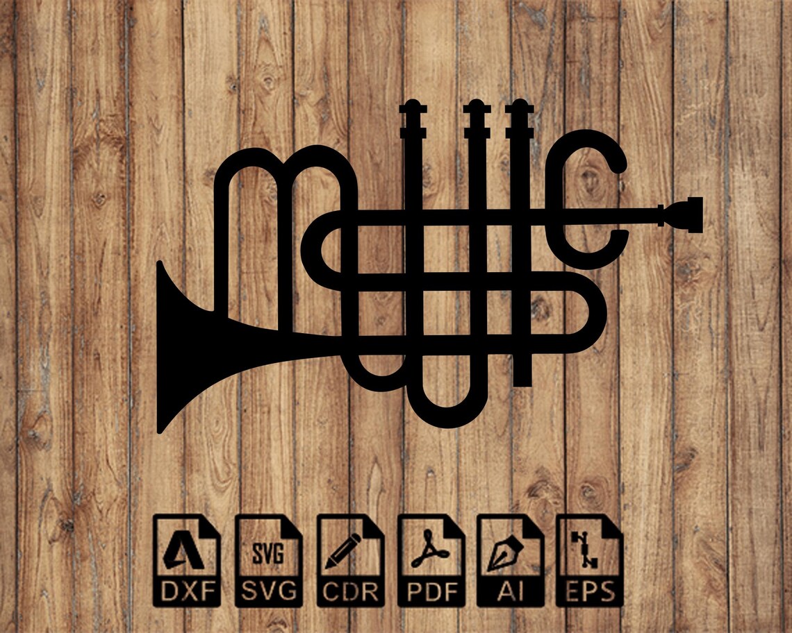 Music Trumpet Laser Cut SVG DXF Files - Wall Sticker, Engraving ...